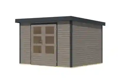 Karibu Holz/Metall Gartenhaus Kalypso 7,3 m² Hellgrau/Anthrazit