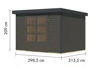 Karibu Holz/Metall Gartenhaus Kalypso 6,6 m² Grau/Anthrazit