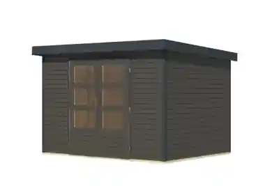 Karibu Holz/Metall Gartenhaus Kalypso 6,6 m² Grau/Anthrazit